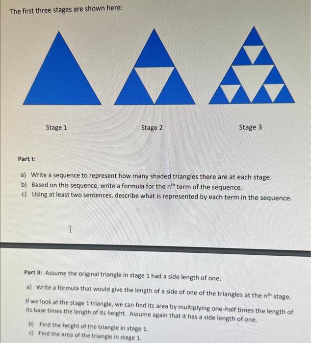 Solved The first three stages are shown here: Part l: a) | Chegg.com