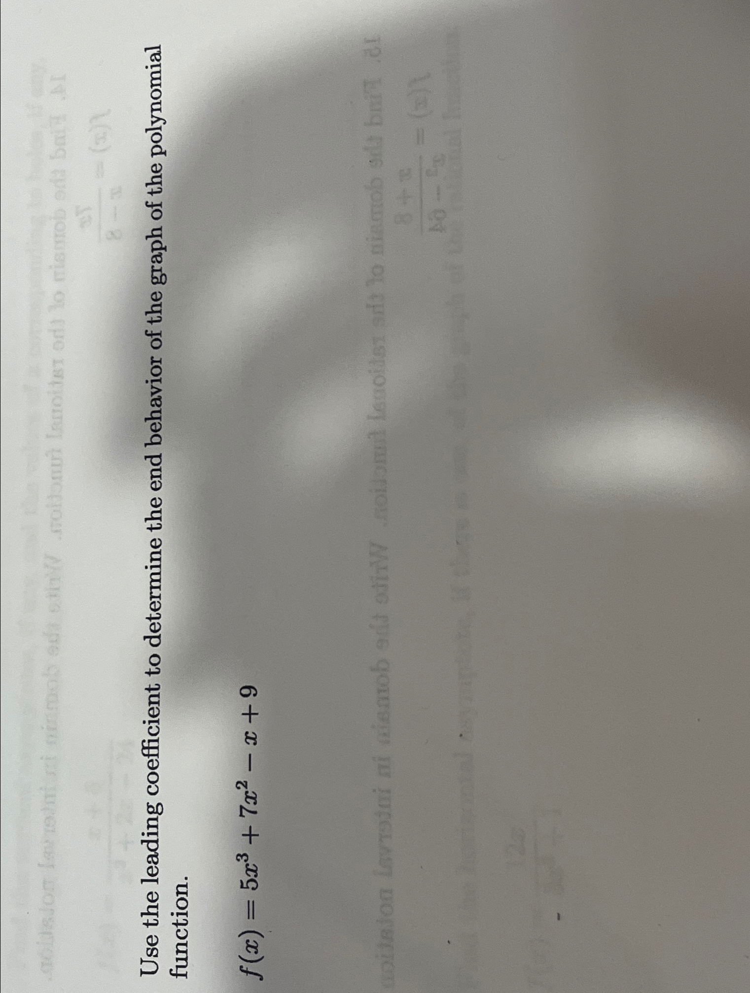 Solved Use the leading coefficient to determine the end | Chegg.com