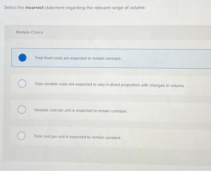 Solved Select the incorrect statement regarding the relevant | Chegg.com