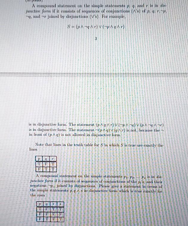 A compoumd statement on the simple statements p,q. | Chegg.com