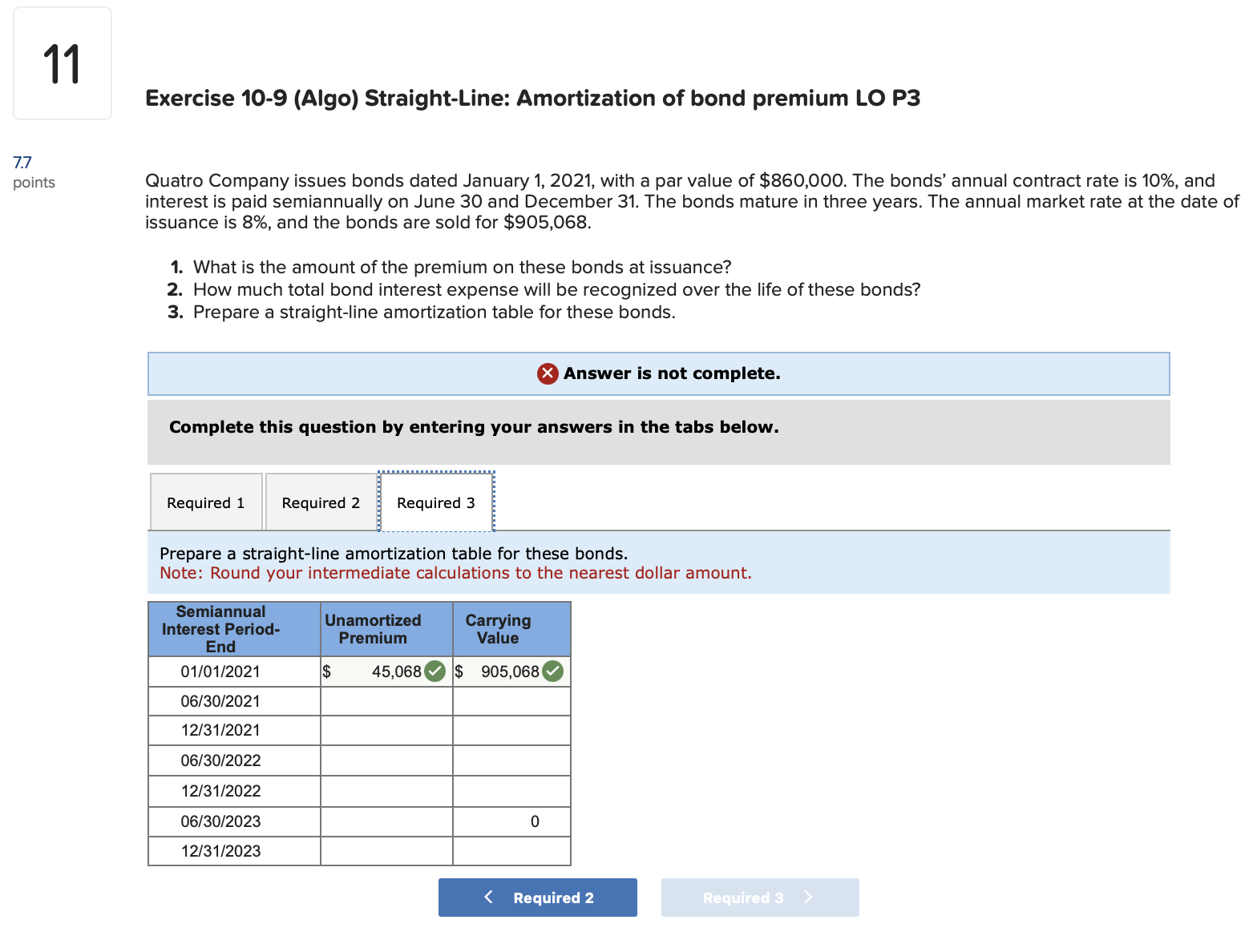 Solved Exercise 10-9 (Algo) ﻿Straight-Line: Amortization of | Chegg.com