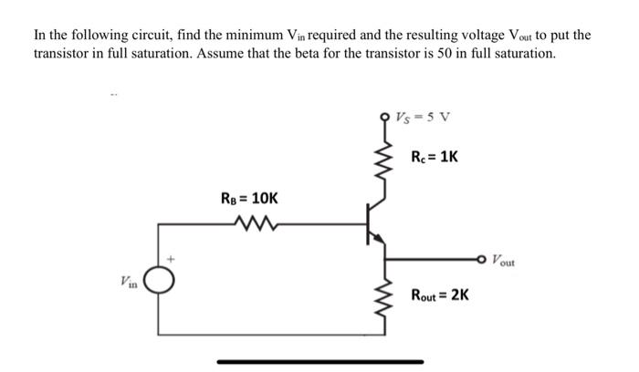 Solved In the following circuit, find the minimum \\( | Chegg.com