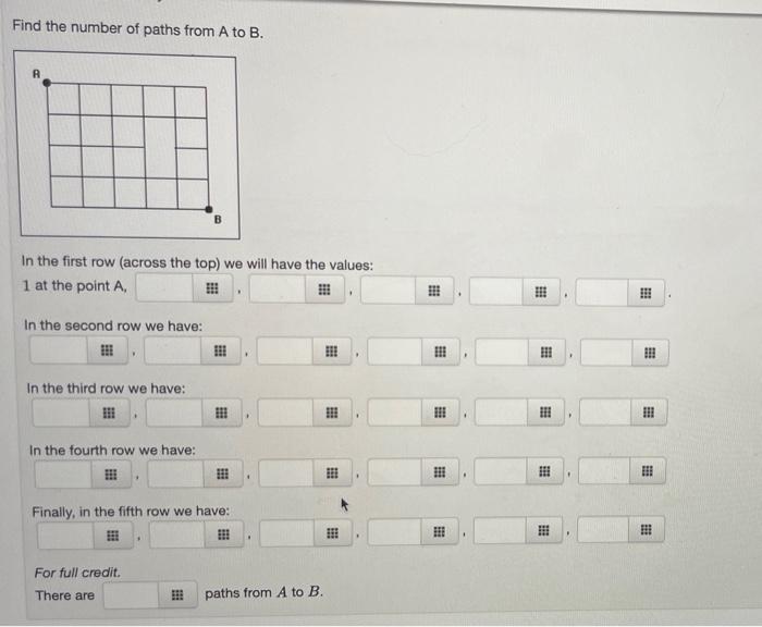 Solved Find the number of paths from A to B. A In the first | Chegg.com