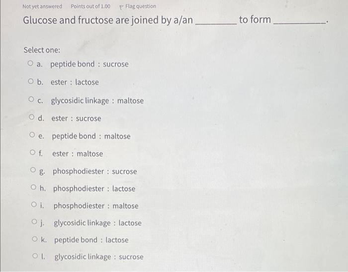 [Solved]: Glucose and fructose are joined by a/an to form S