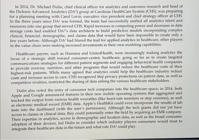 In 2014, Dr. Michael Dulin, chief clinical officer | Chegg.com