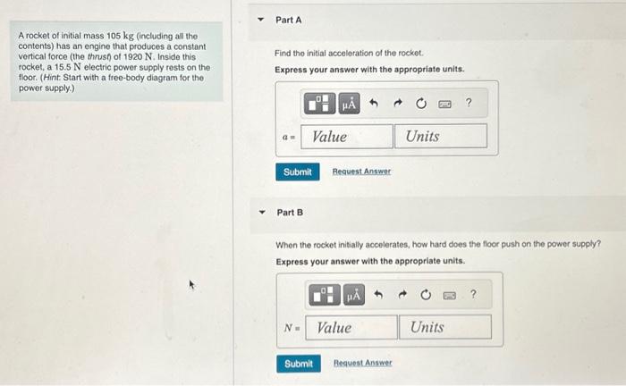 Solved A rocket of initial mass 105 kg (including all the | Chegg.com