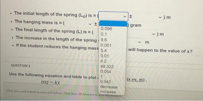 Solved A student performs Hooks law experiment to determine | Chegg.com
