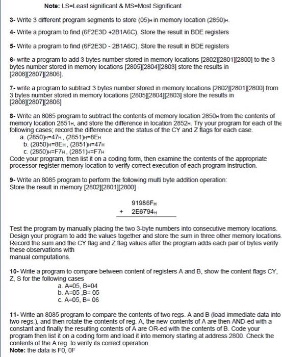 Solved Note: LS-Least significant & MS=Most Significant 3- | Chegg.com