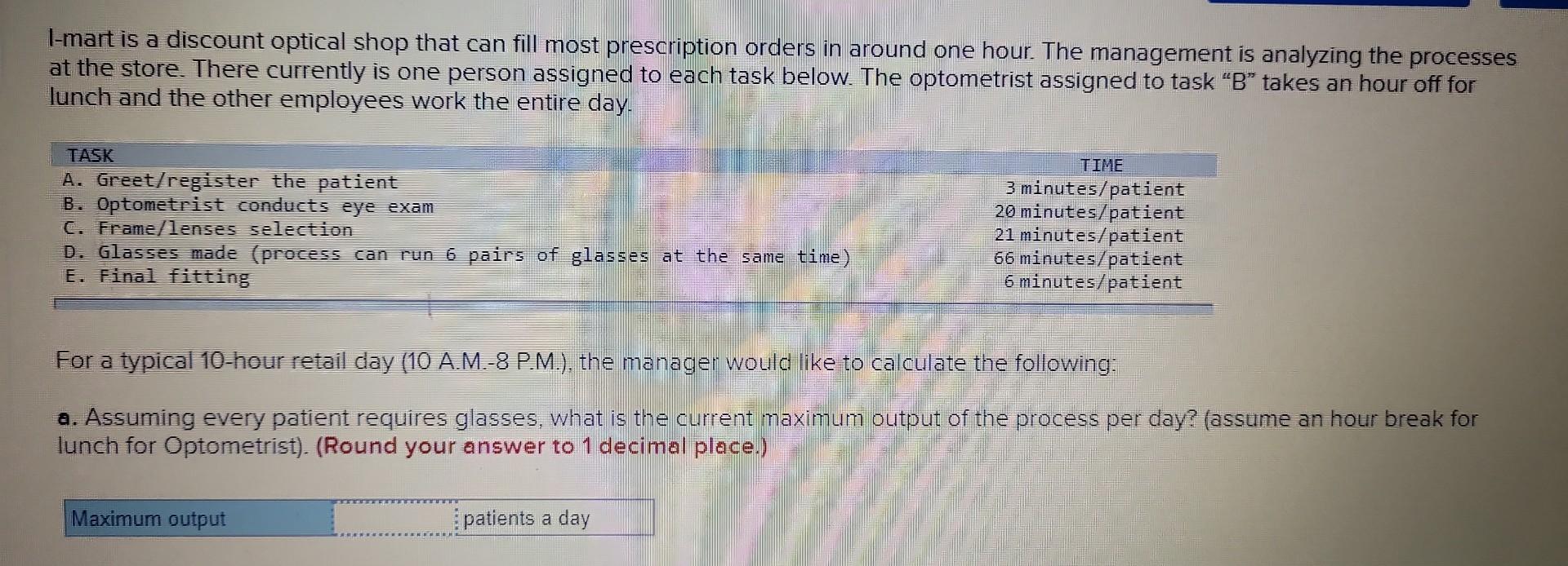 Solved I-mart is a discount optical shop that can fill most | Chegg.com