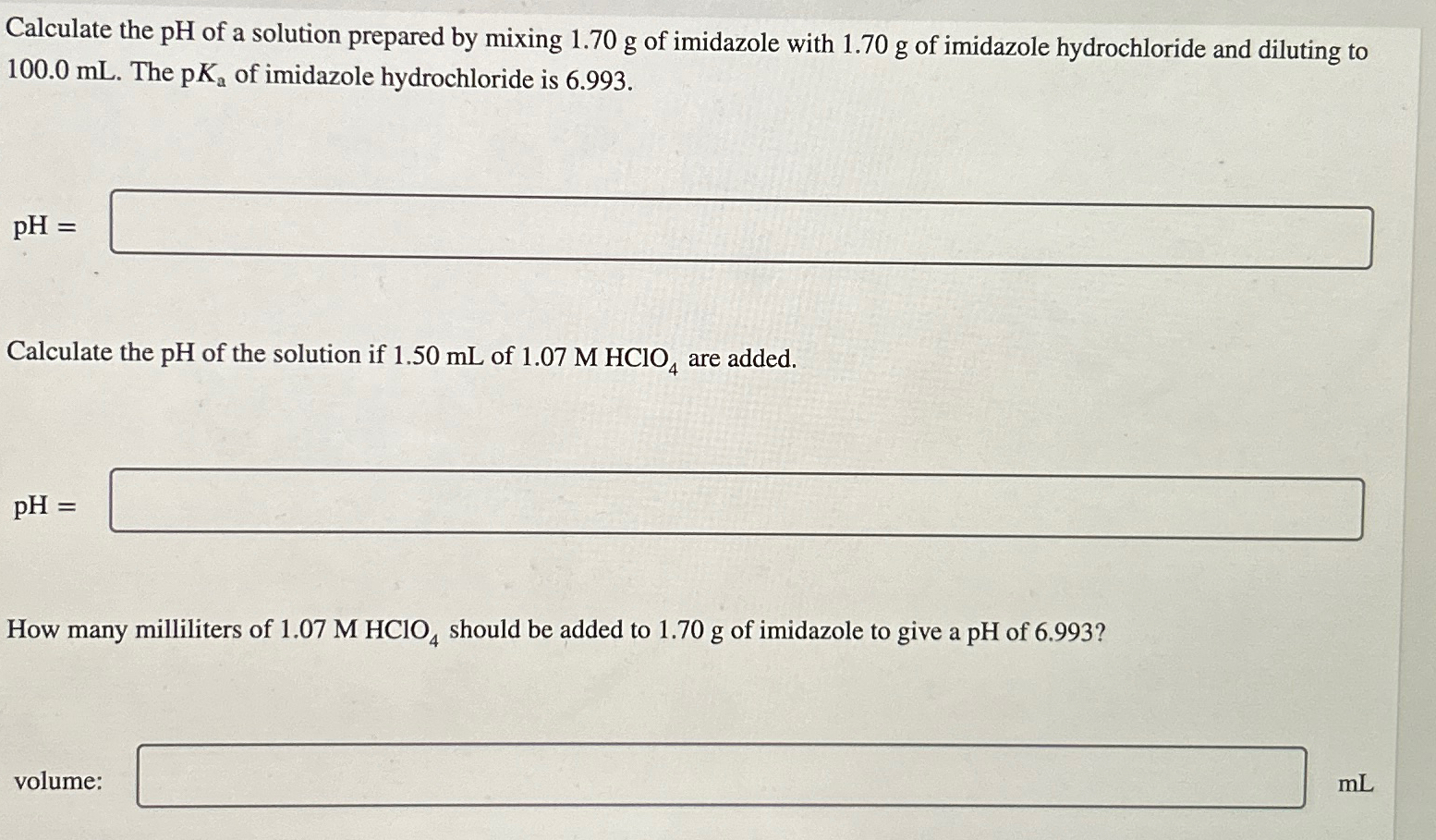 Solved Calculate the pH ﻿of a solution prepared by mixing | Chegg.com