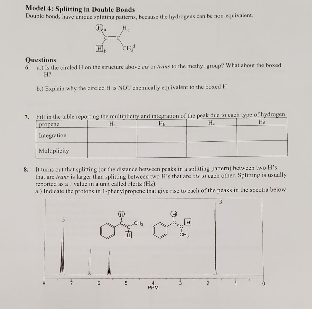 Solved Model 4: Splitting in Double Bonds Double bonds have | Chegg.com