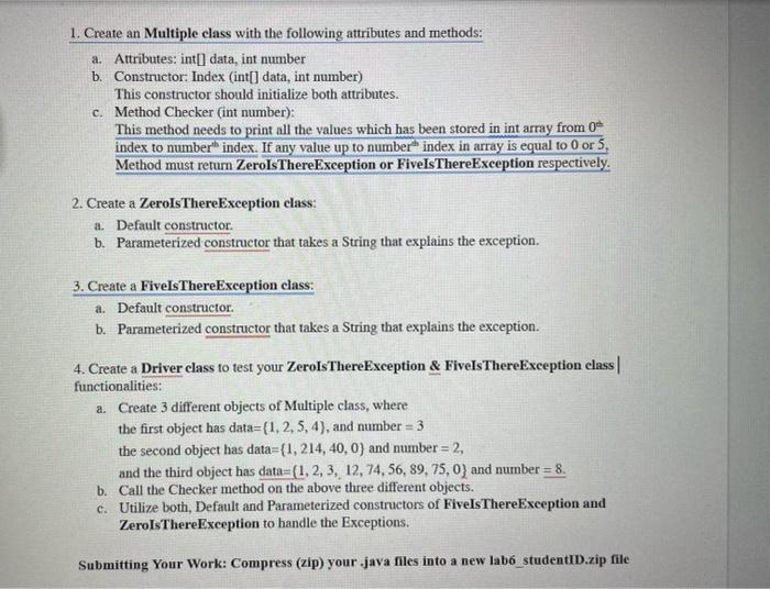 Solved 1 Create An Multiple Class With The Following 