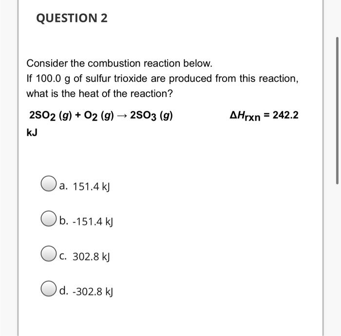 Solved Question 1 Calculate Ahrxn For The Following Reaction