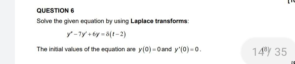 Solved Ily QUESTION 6 Solve the given equation by using | Chegg.com