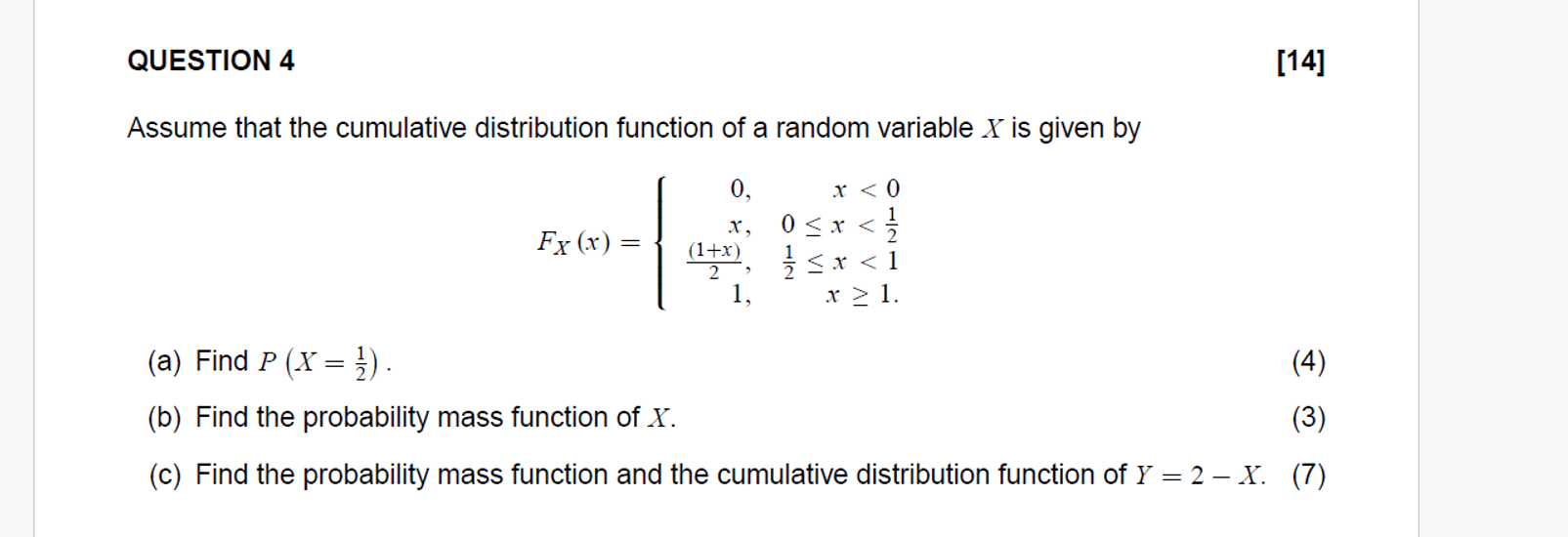 Solved QUESTION 4Assume that the cumulative distribution | Chegg.com