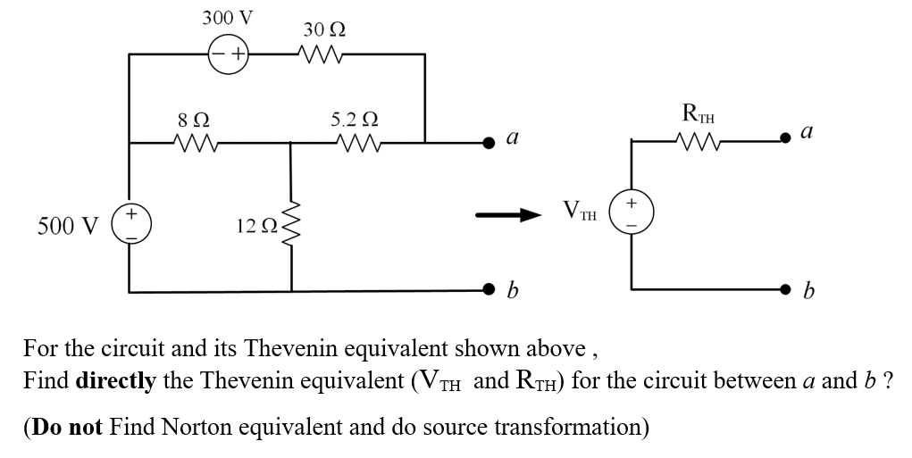 Solved For the circuit and its Thevenin equivalent shown | Chegg.com