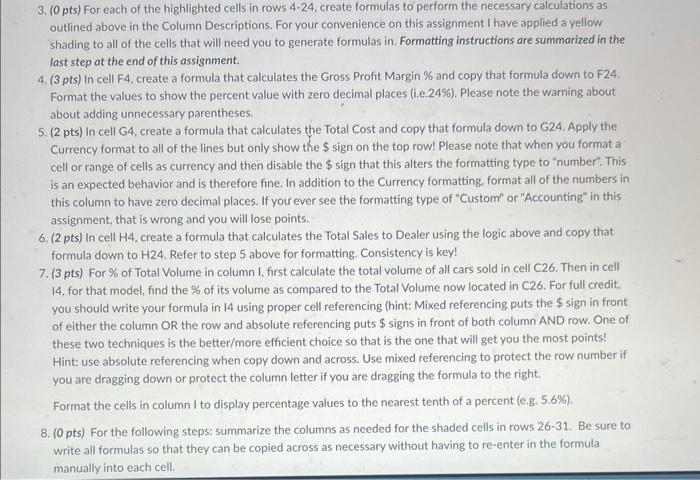 3. (0pts) For each of the highlighted cells in rows | Chegg.com