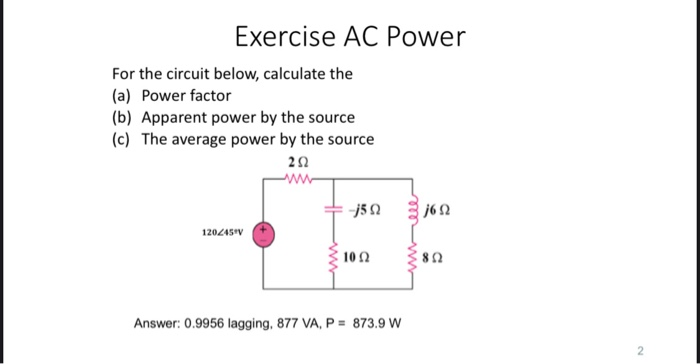 Solved Exercise AC Power For the circuit below, calculate | Chegg.com