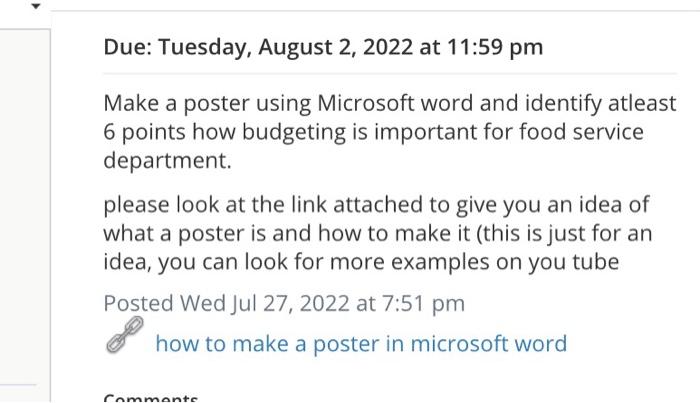 Solved Make a poster using Microsoft word and identify | Chegg.com