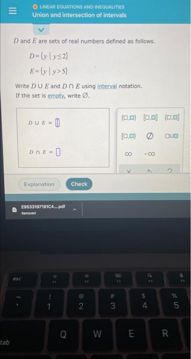 Solved = O LINEAR EQUATIONS AND INEQUALITIES Union and | Chegg.com