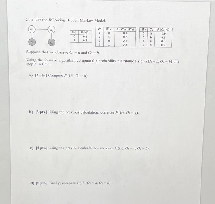 Solved Consider the following Hidden Markov Model. Suppose | Chegg.com