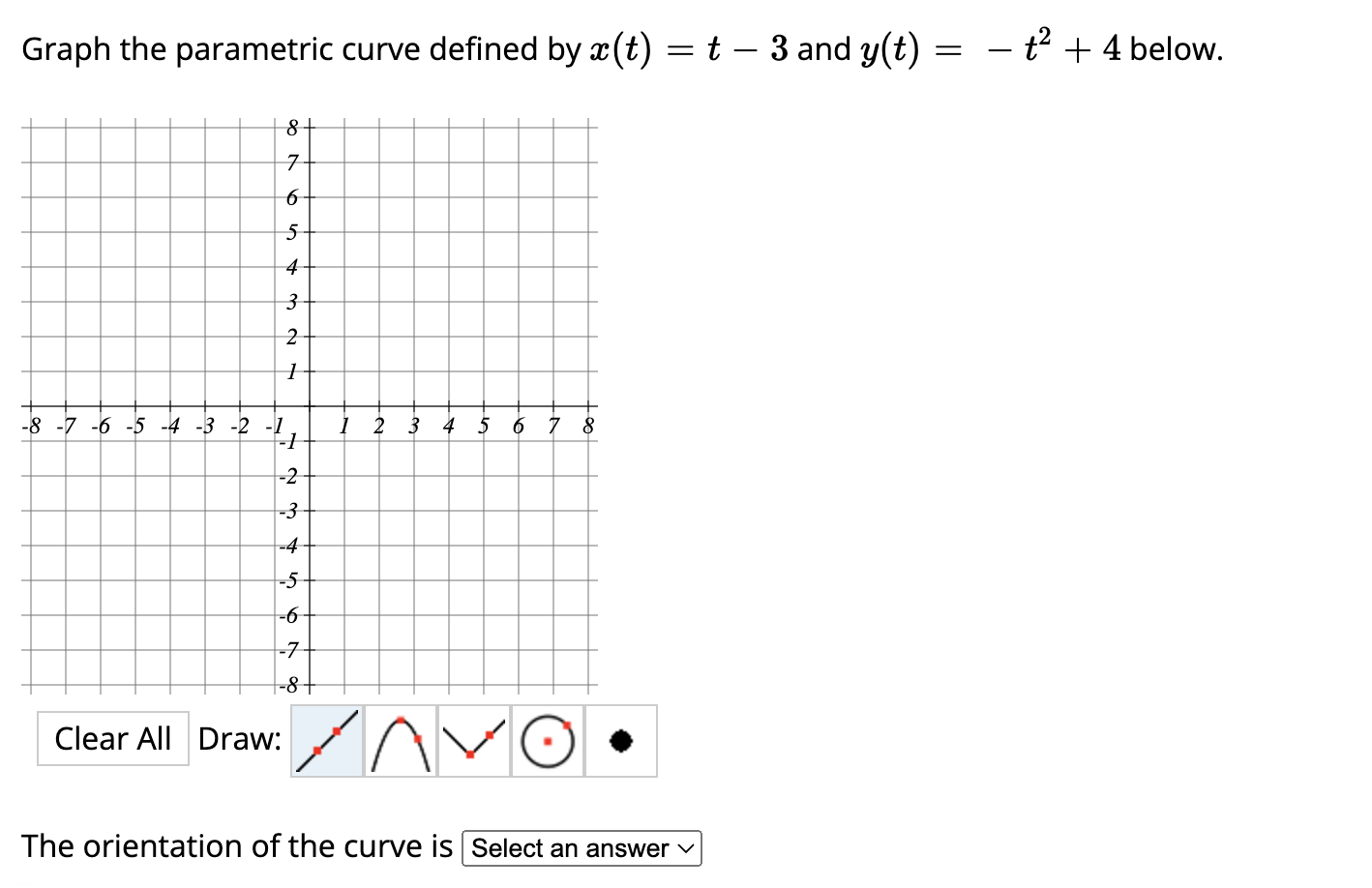 Solved Graph the parametric curve defined by x(t)=t-3 ﻿and | Chegg.com