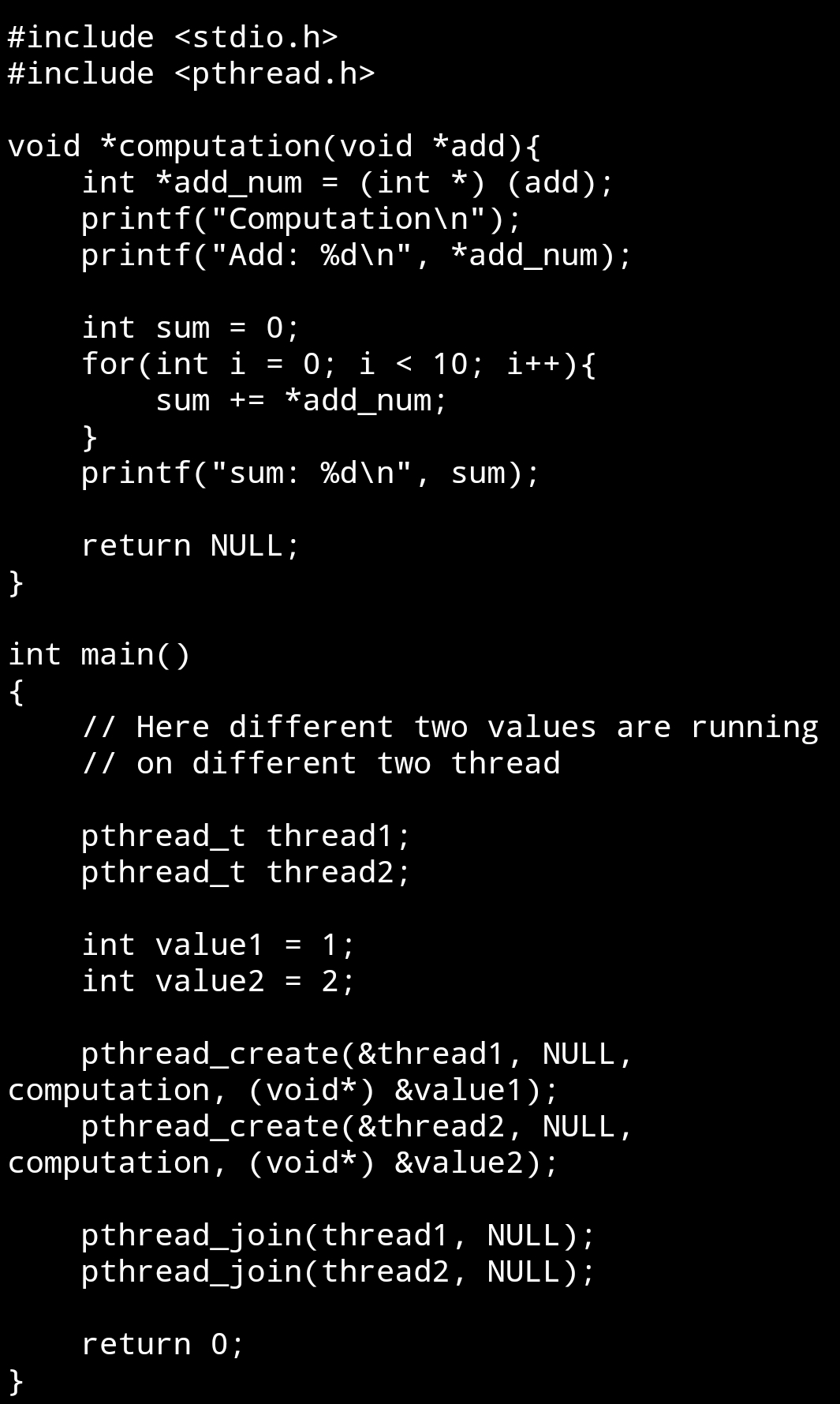 Solved Write five unique C programs on thread and Run the | Chegg.com