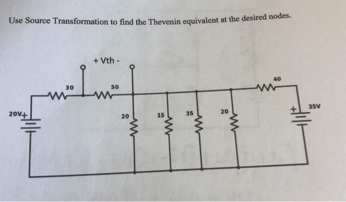 Solved Use Source Transformation to find the Thevenin | Chegg.com