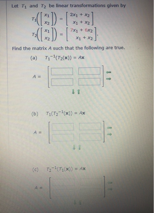 Solved X1 Let T1 and T2 be linear transformations given by | Chegg.com