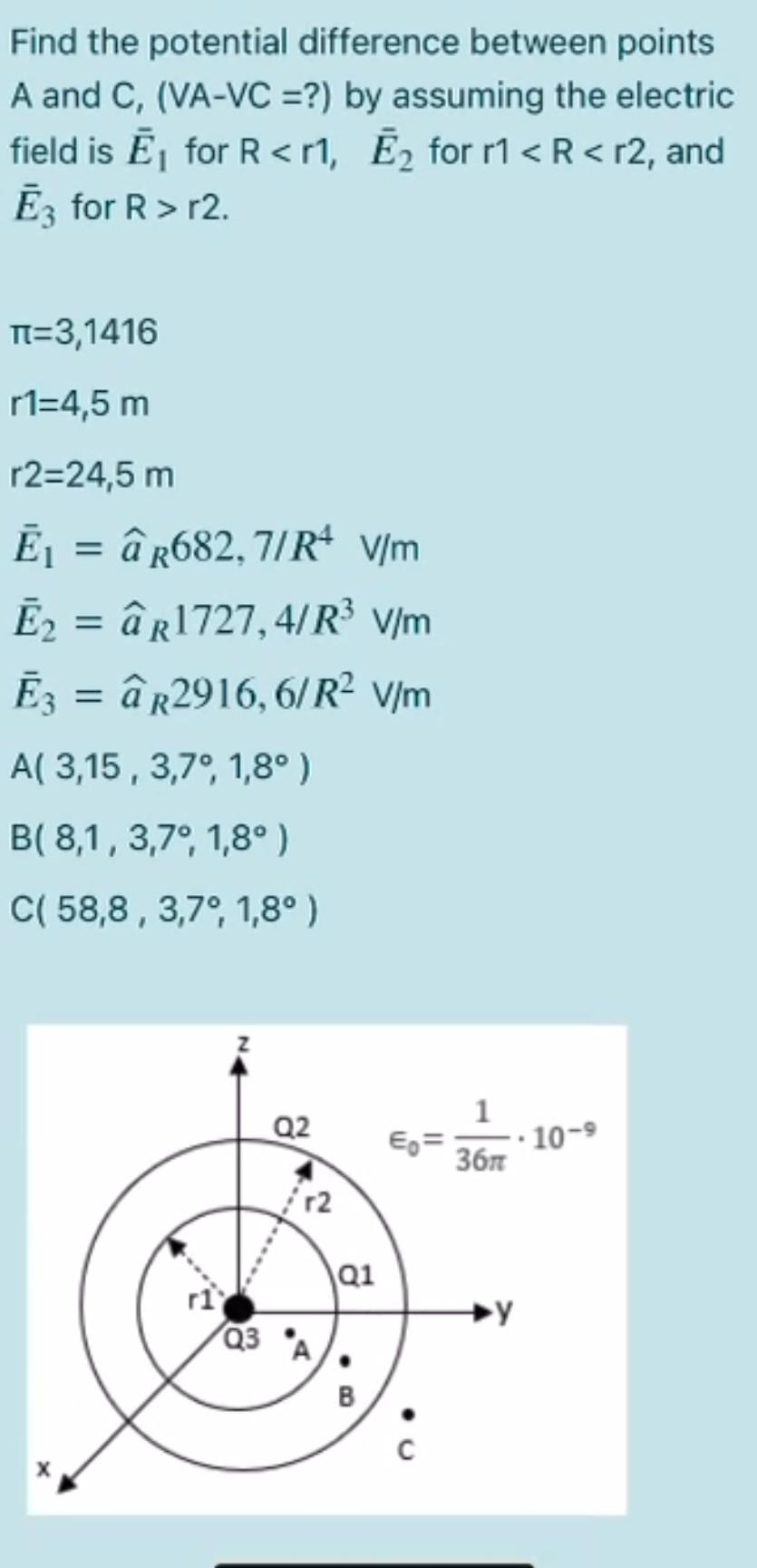 Solved Find the potential difference between points A and C, | Chegg.com