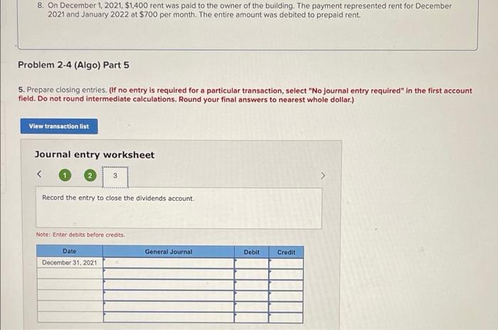 Solved Problem 2-4 (Algo) Accounting cycle; adjusting | Chegg.com