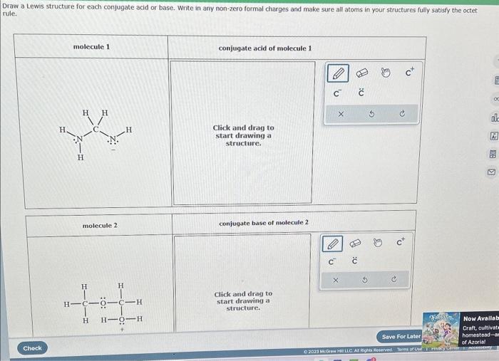 Solved Draw A Lewis Structure For Each Conjugate Acid Or