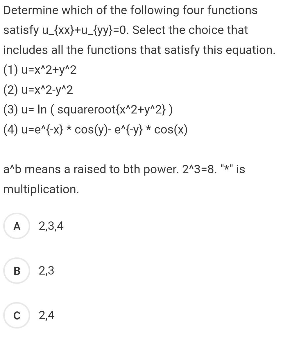 satisfy u_ {xx}+u−{yy}=0. Select the choice that | Chegg.com