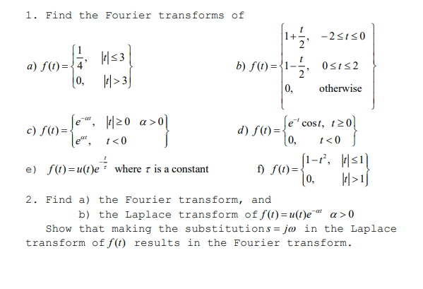 Solved Find the Fourier transforms | Chegg.com