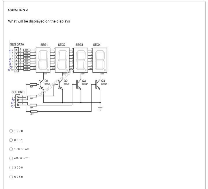 Solved QUESTION 2 What will be displayed on the displays SEG | Chegg.com