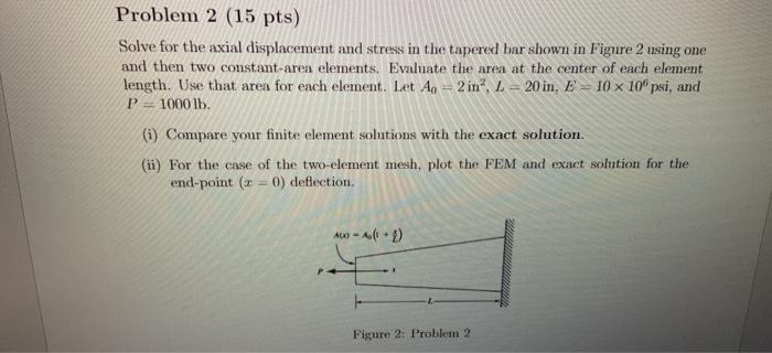 Solved Problem 2 (15 pts) Solve for the axial displacement | Chegg.com