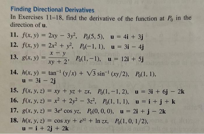 Solved Finding Directional Derivatives In Exercises 11-18, | Chegg.com