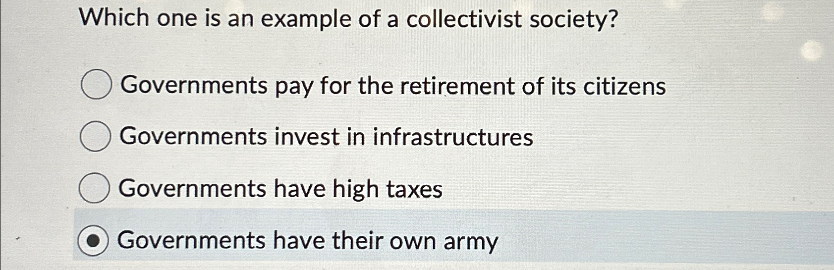 Solved Which one is an example of a collectivist | Chegg.com