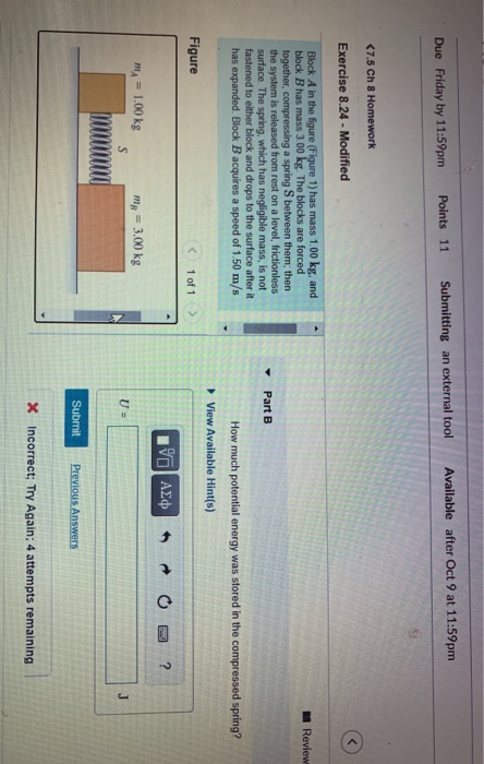 Solved Block A in the figure (Figure 1) has mass 1.00 kg, | Chegg.com