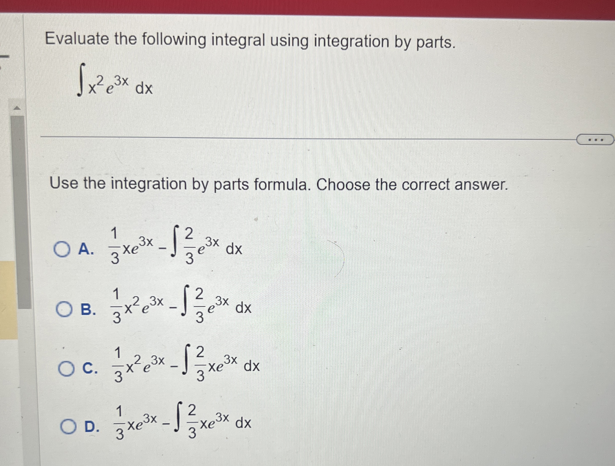 Solved Evaluate the following integral using integration by | Chegg.com