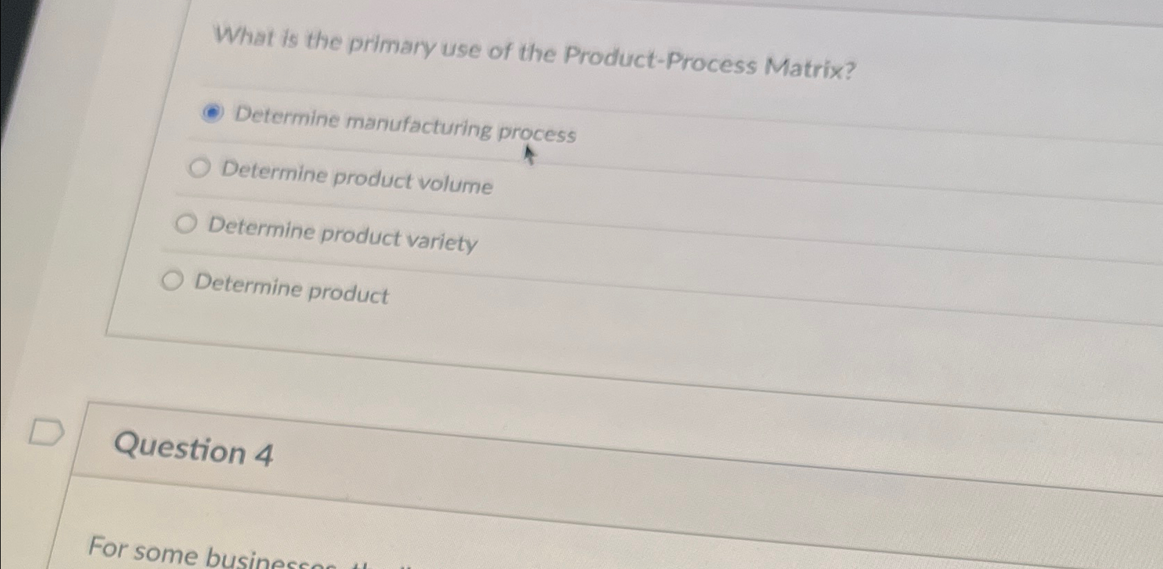 Solved What is the primary use of the Product-Process | Chegg.com