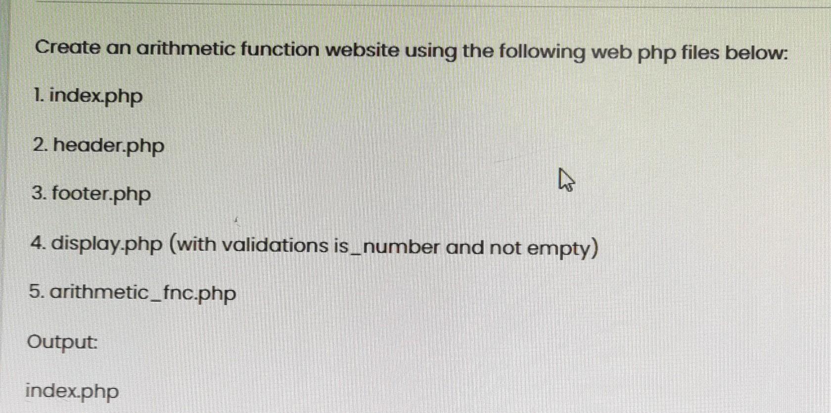 Solved Create An Arithmetic Function Website Using The 2969