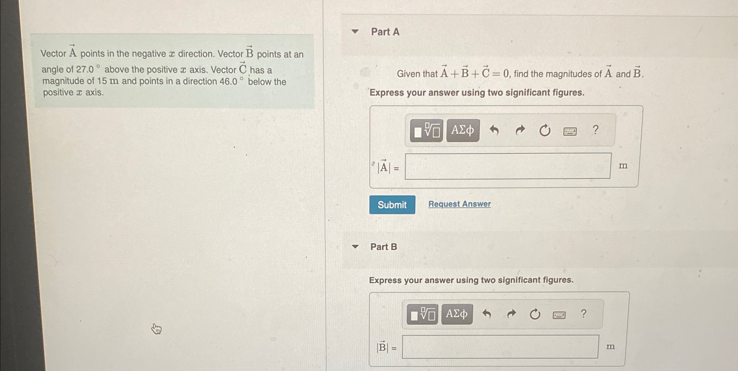 Solved Vector vec(A) ﻿points in the negative x ﻿direction. | Chegg.com