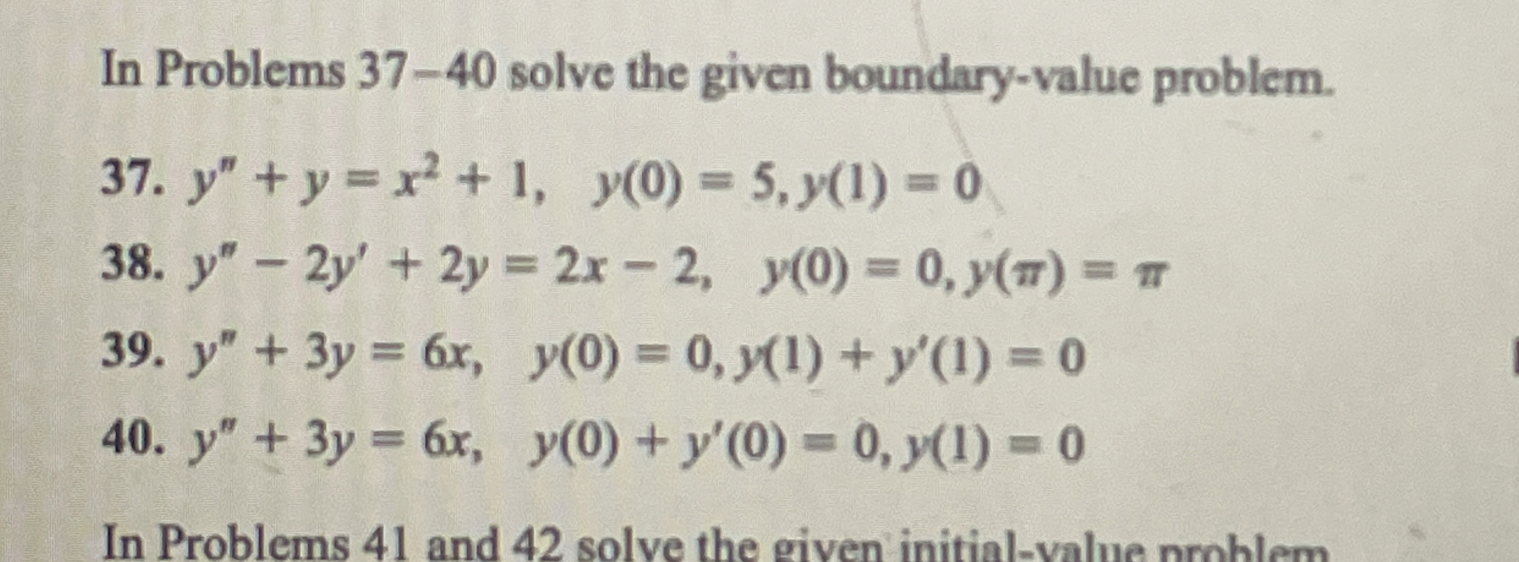 Solved 39 ﻿In Problems 37-40 ﻿solve the given boundary-value | Chegg.com