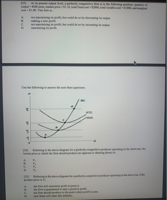 Solved 1231 At its present output level, a perfectly | Chegg.com