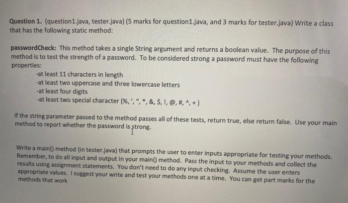 Solved Question 1. (question 1.java, tester.java) (5 marks | Chegg.com