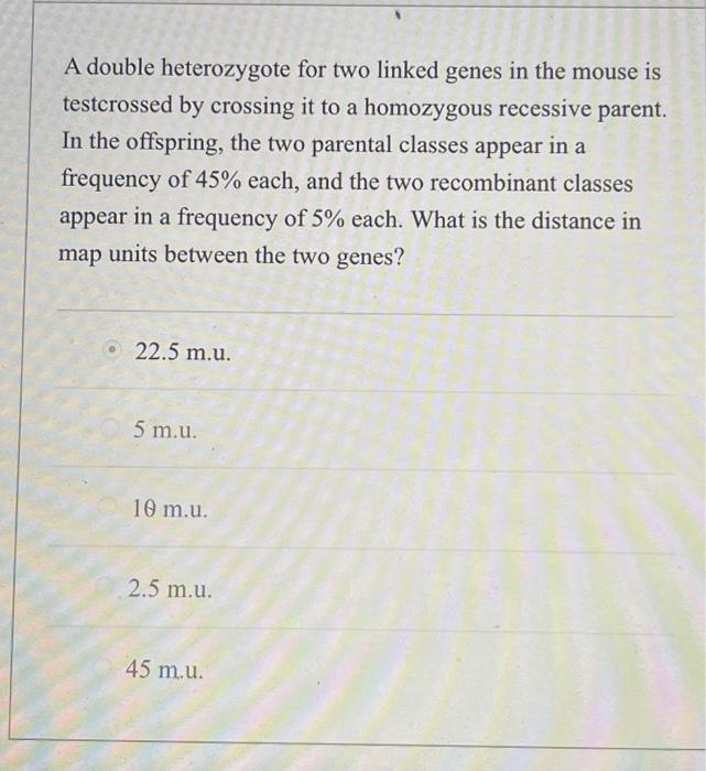 Solved A double heterozygote for two linked genes in the | Chegg.com