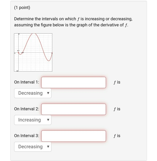 Solved (1 point) Determine the intervals on which f is | Chegg.com