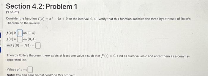 Solved Consider the function f(x)=x2−4x+9 on the interval | Chegg.com