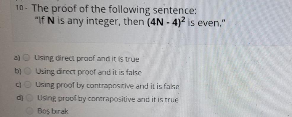 Solved 10 - The proof of the following sentence: "If N is | Chegg.com